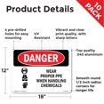 Wear Proper PPE When Handling Chemicals OSHA Danger Aluminum Sign 18 ...