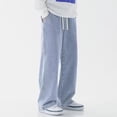 AGKIZG Solid Color Men's Washed Denim Pants Drawstring Elastic Waist ...