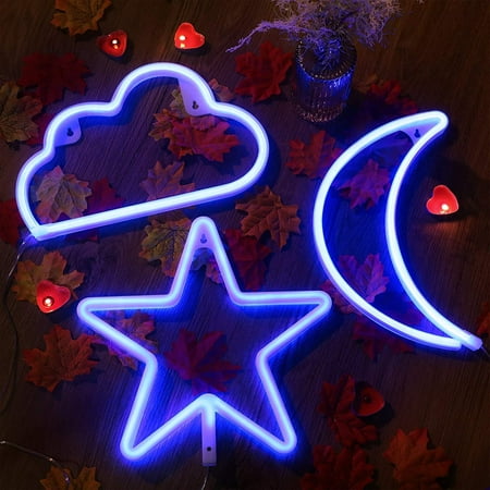 Star Moon and Cloud Neon Signs Decorative LED Light Art Battery or USB ...