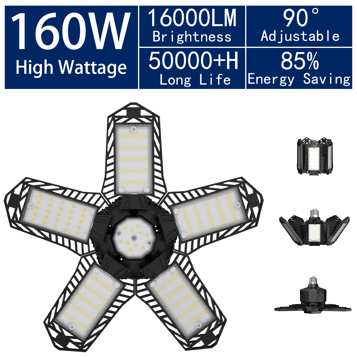 LED Garage Lights, 160W Deformable LED Garage Ceiling Lights with 5 ...