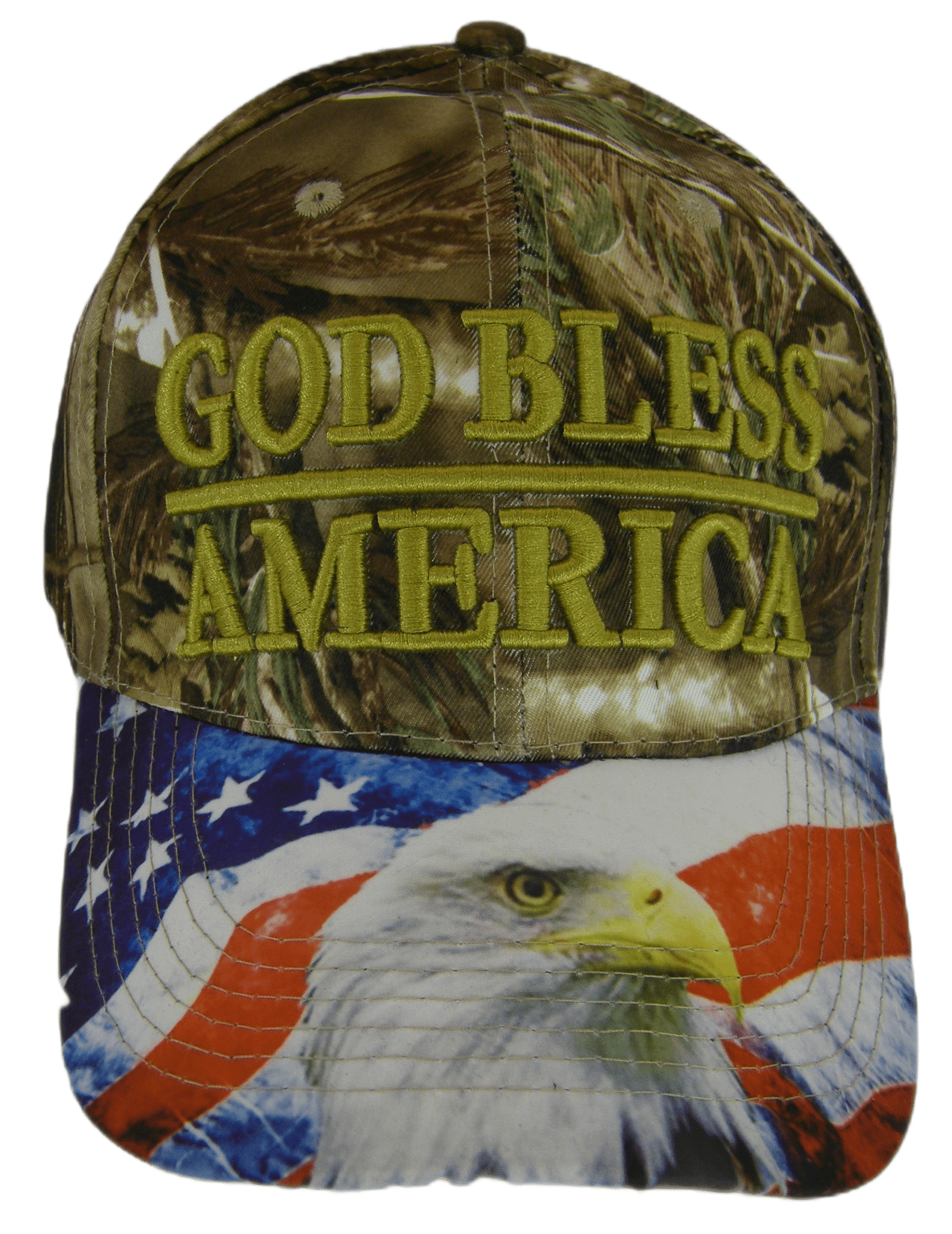 God Bless America Flag Eagle Brim Patriotic Adjustable Baseball Cap ...