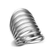 Ladies' Stainless Steel CZ Triple Roll Ring - Walmart.com