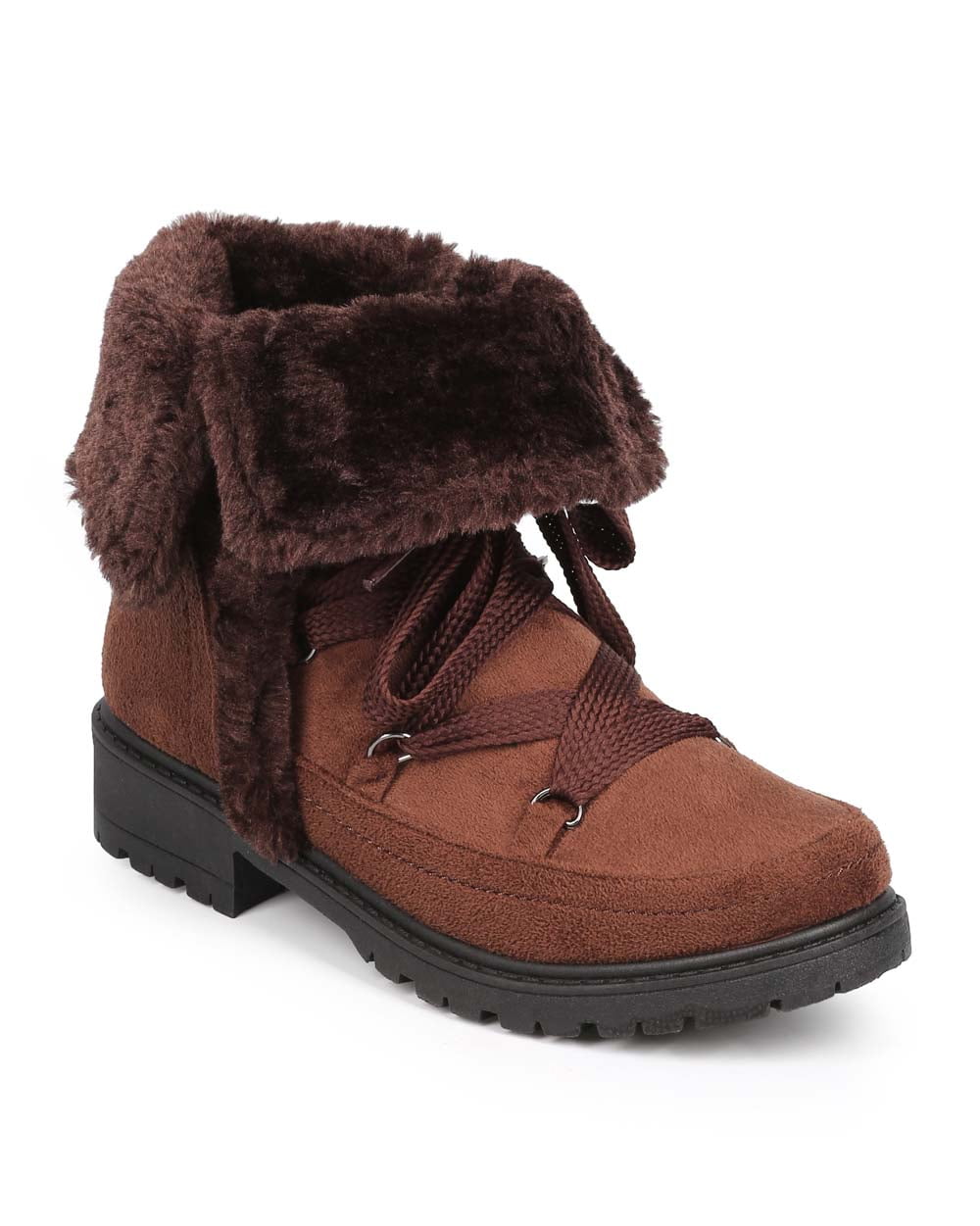 Bumper DD54 Women Suede Folded Zip Fur Winter Boot - Walmart.com
