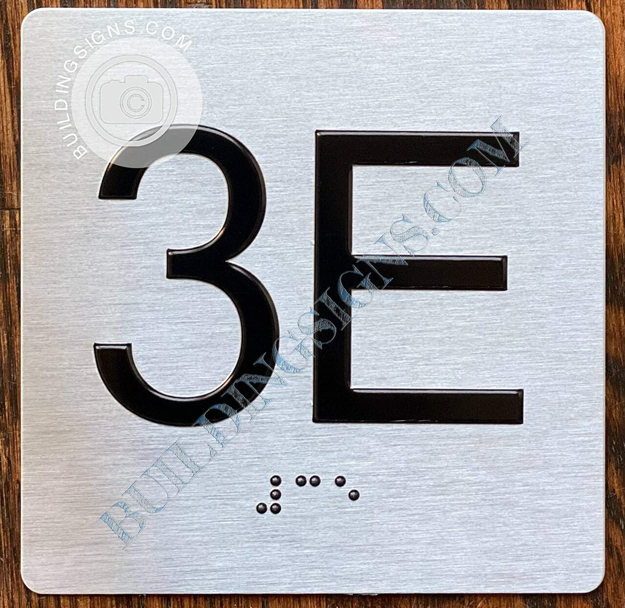 Apartment Number 3E Sign with Braille and Raised Number (Aluminum, 4x4 ...