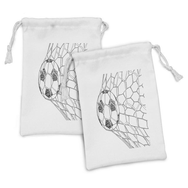 Soccer Fabric Pouch Set of 2, Soccer Ball in Net Goaly Position Sports ...