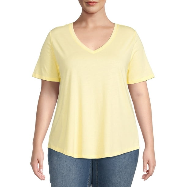 Terra And Sky Womens Plus Size V Neck T Shirt With Short Sleeves