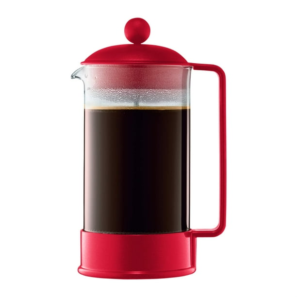 Bodum 34 oz Brazil French Press Coffee Maker, High-Heat Borosilicate Glass, Red - Made in ...
