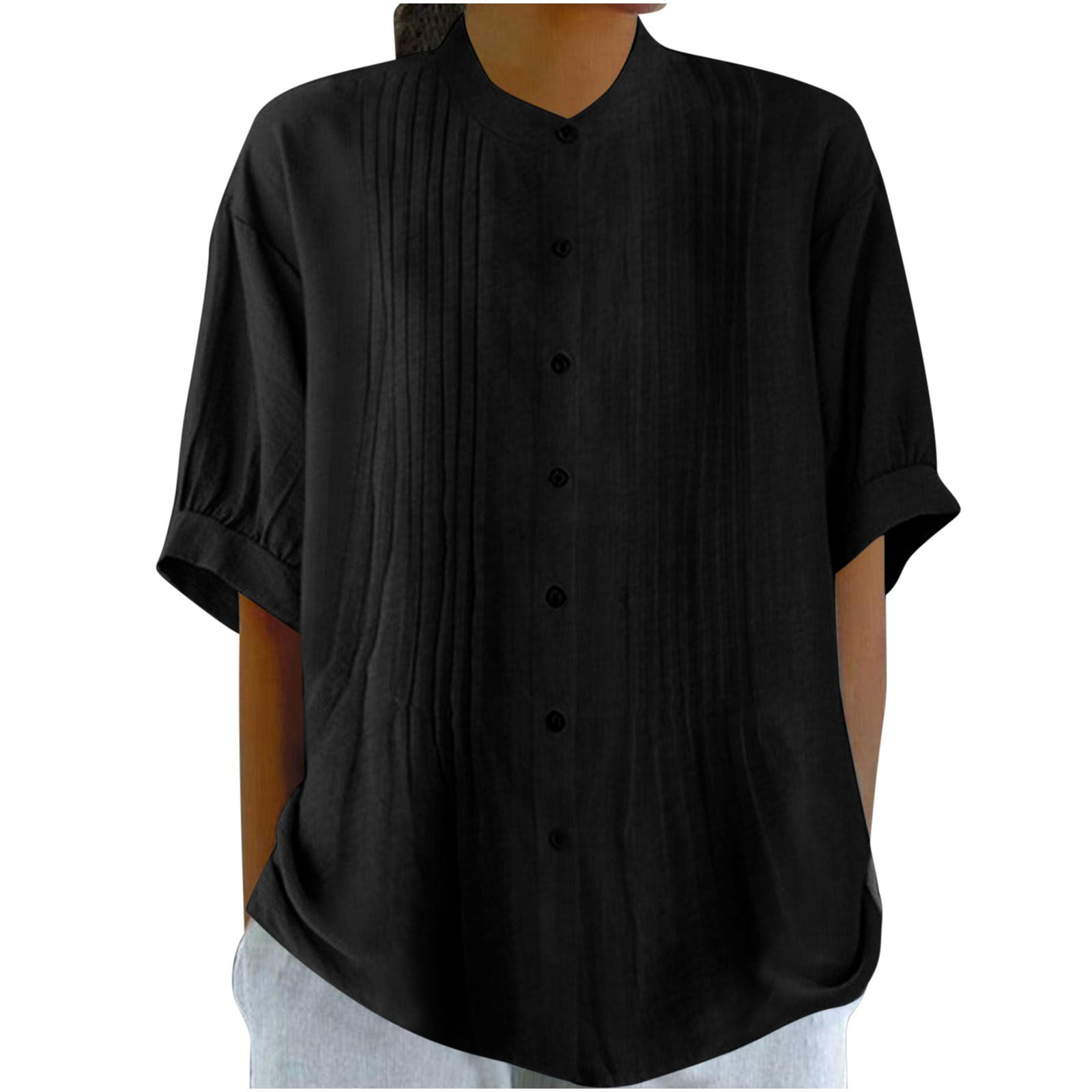 Click here for Charella Cotton Linen Button Up Shirts Woman Short... prices