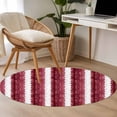 Area Rug 36in, Dark Red White Abstract Stripe Floor Carpet Living Room ...