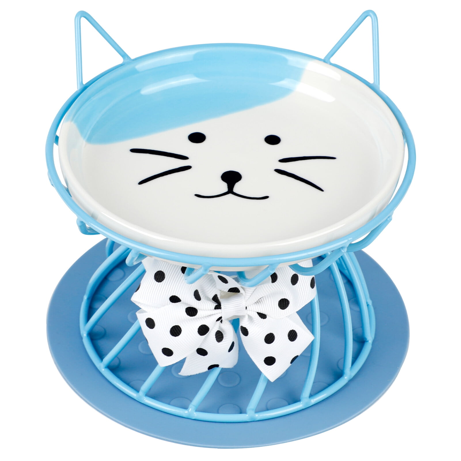 Elevated Cat Bowl with Non-Slip Mat, Anti-Vomiting Raised Cat Food ...