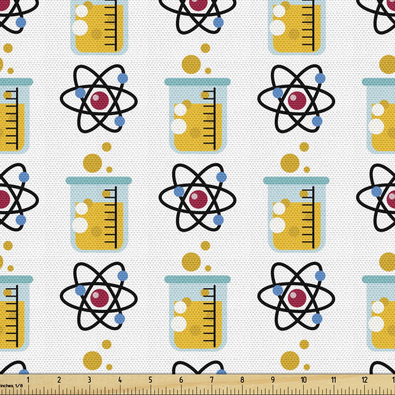 Science Fabric by the Yard Upholstery, Colorful Laboratory Elements ...