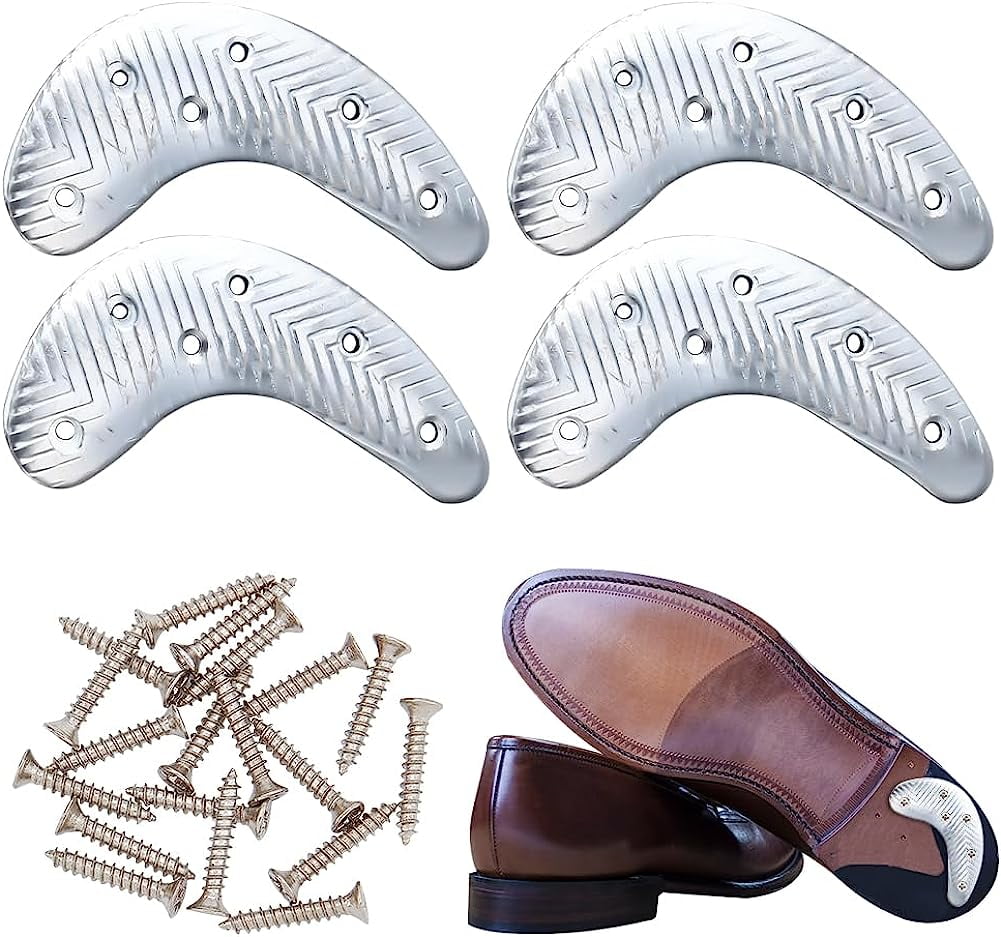 2 Pair Sole Repair Kit Metal Heel Plates And Nails Heel Taps Tips Sole Heel Guard Repair Pads