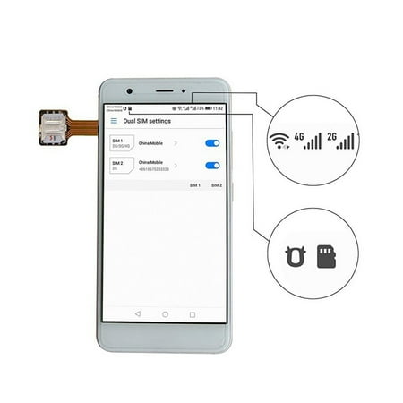 Universal Hybrid SIM Card Slot Dual SIM Card Adapter Extender Nano to ...