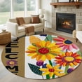 8ft Round Rug Spring Daisy Area Rugs for Living Room Bedroom Washable ...