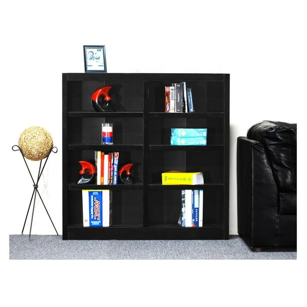 Concepts in Wood 8 Shelf Double Wide Wood Bookcase, 48 inch Tall ...