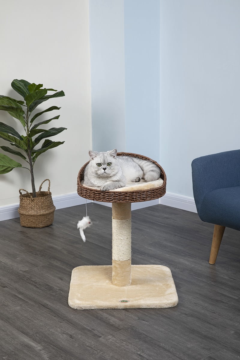 Go Pet Club SF081 24 in. Rattan Wicker Cat Tree Bed Furniture - Walmart.com