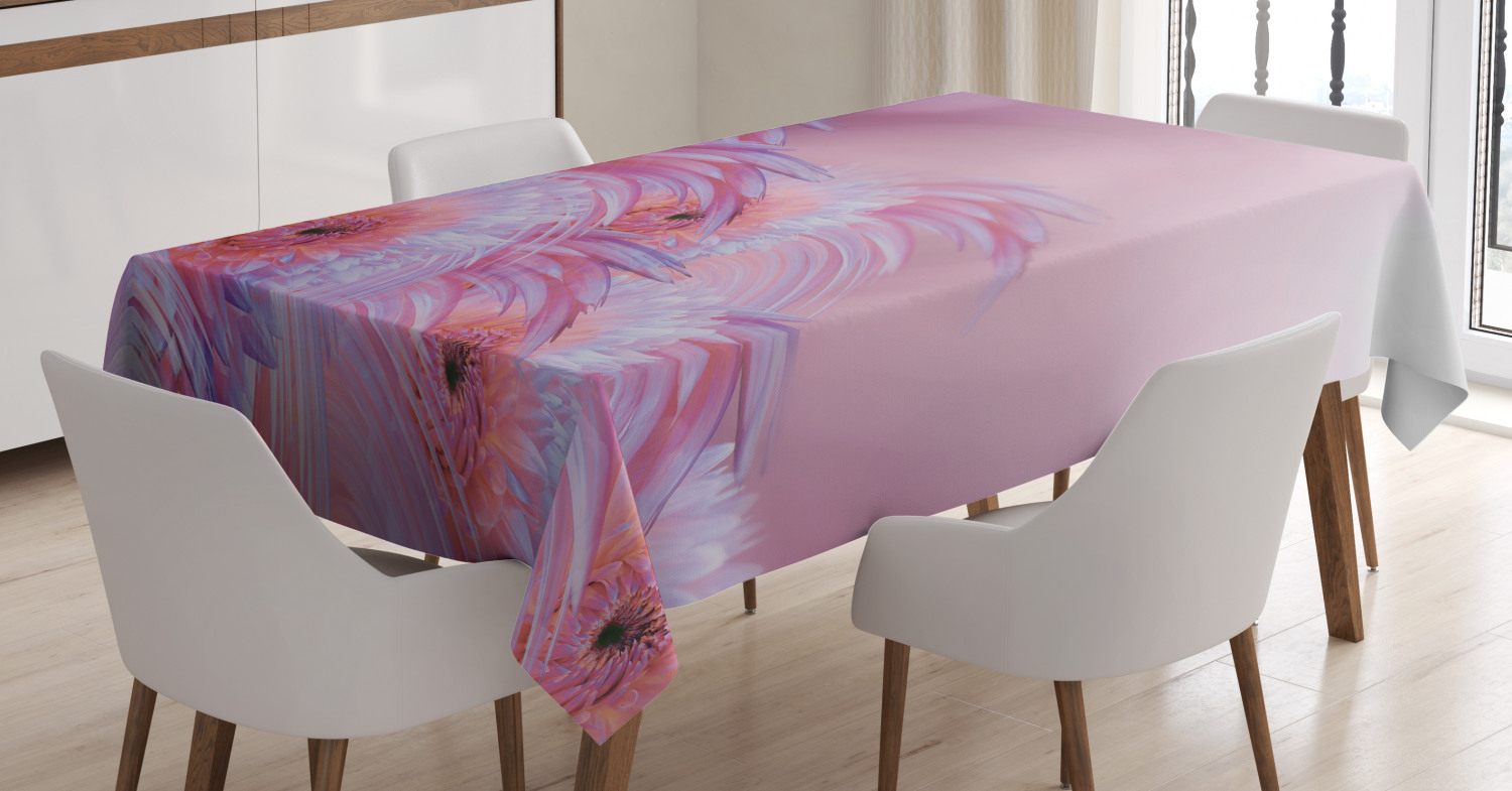 Floral Tablecloth, Sunny Hazy Dahlia Flower Background Nature Essence ...