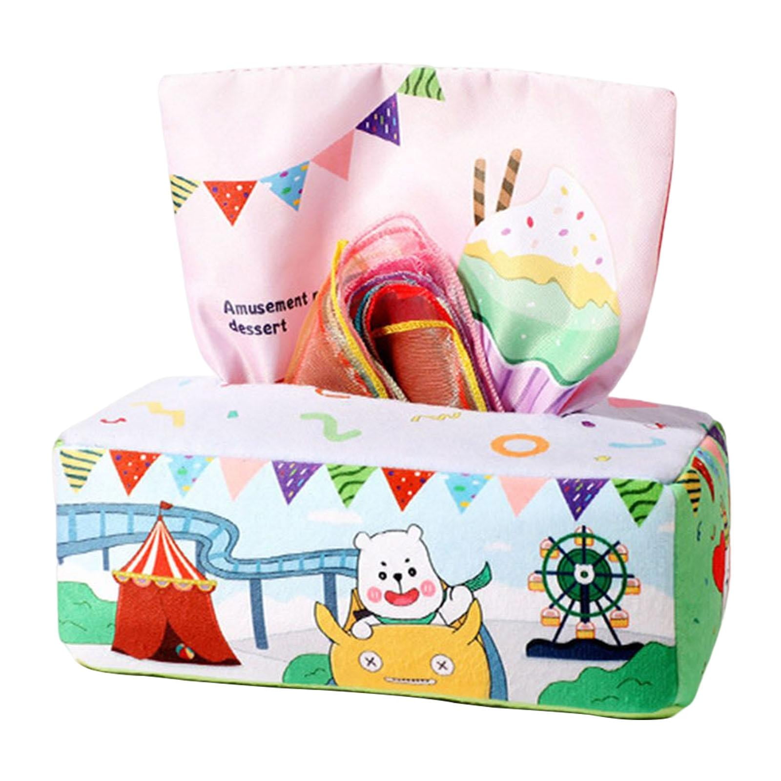 Sensory Pull Tissue Toy, Infant Baby Tissue Box, Colorful Scarves and ...
