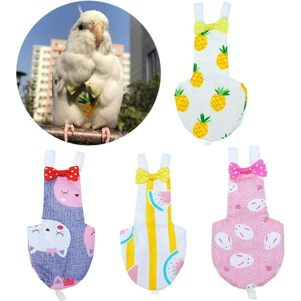 4 Pack Bird Diaper, Soft Birds Flight Suits with Leash Hole, Washable ...