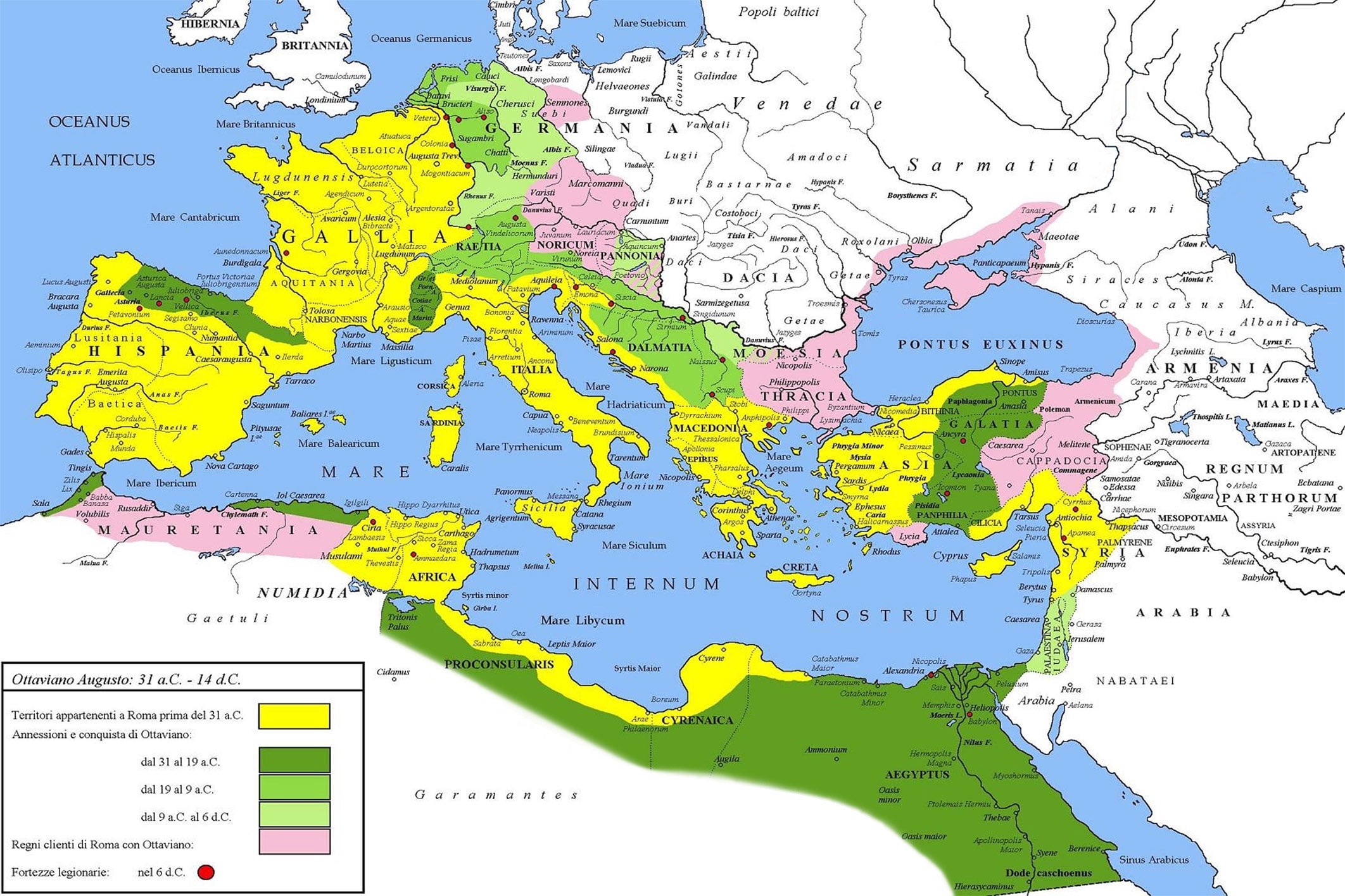 24x36 gallery poster, Map of Extent of the Roman Empire under Augustus ...