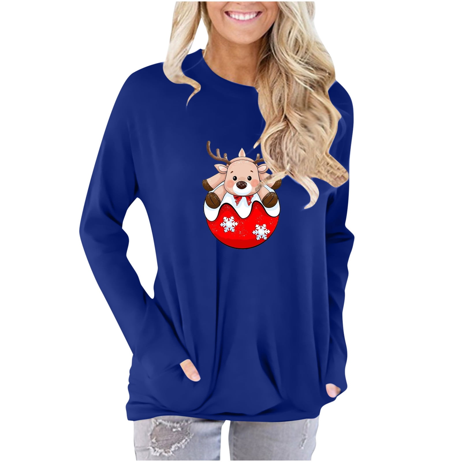 Scyoekwg Fall Long Sleeve Christmas Shirts For Womens Plus Size Long