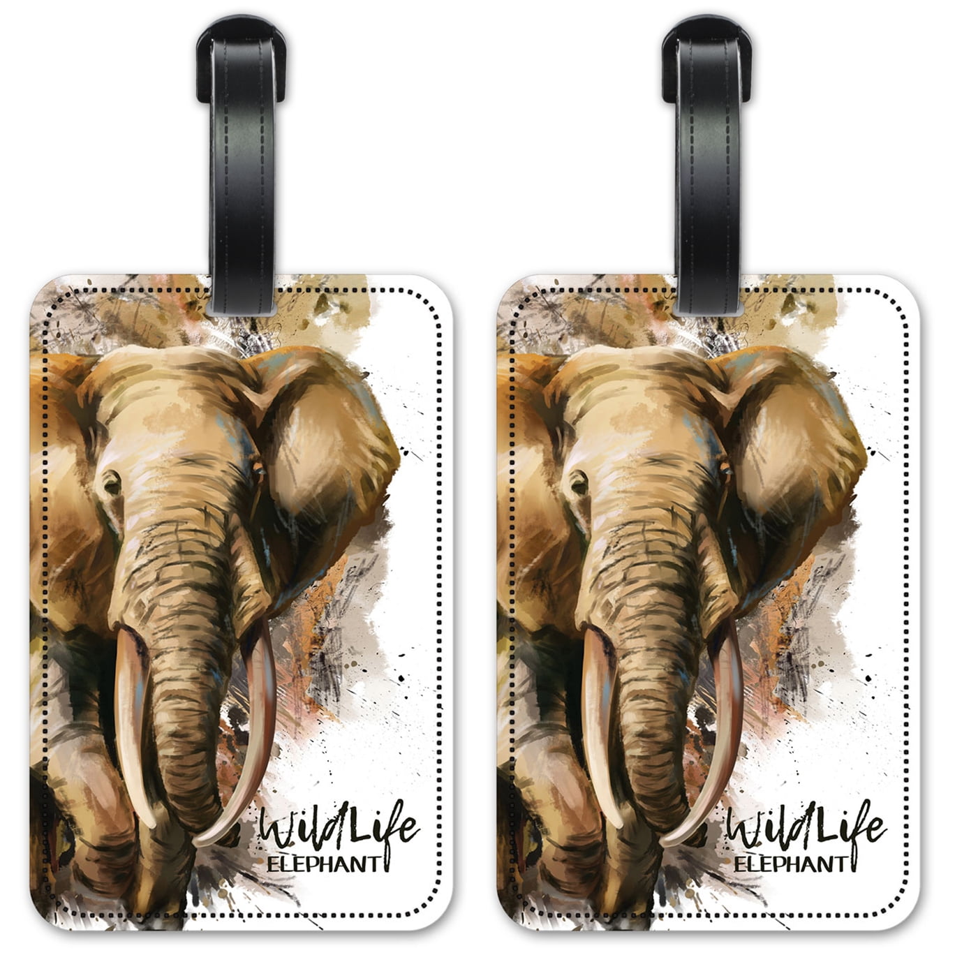 Wild Life Elephant - Luggage ID Tags / Suitcase Identification Cards ...