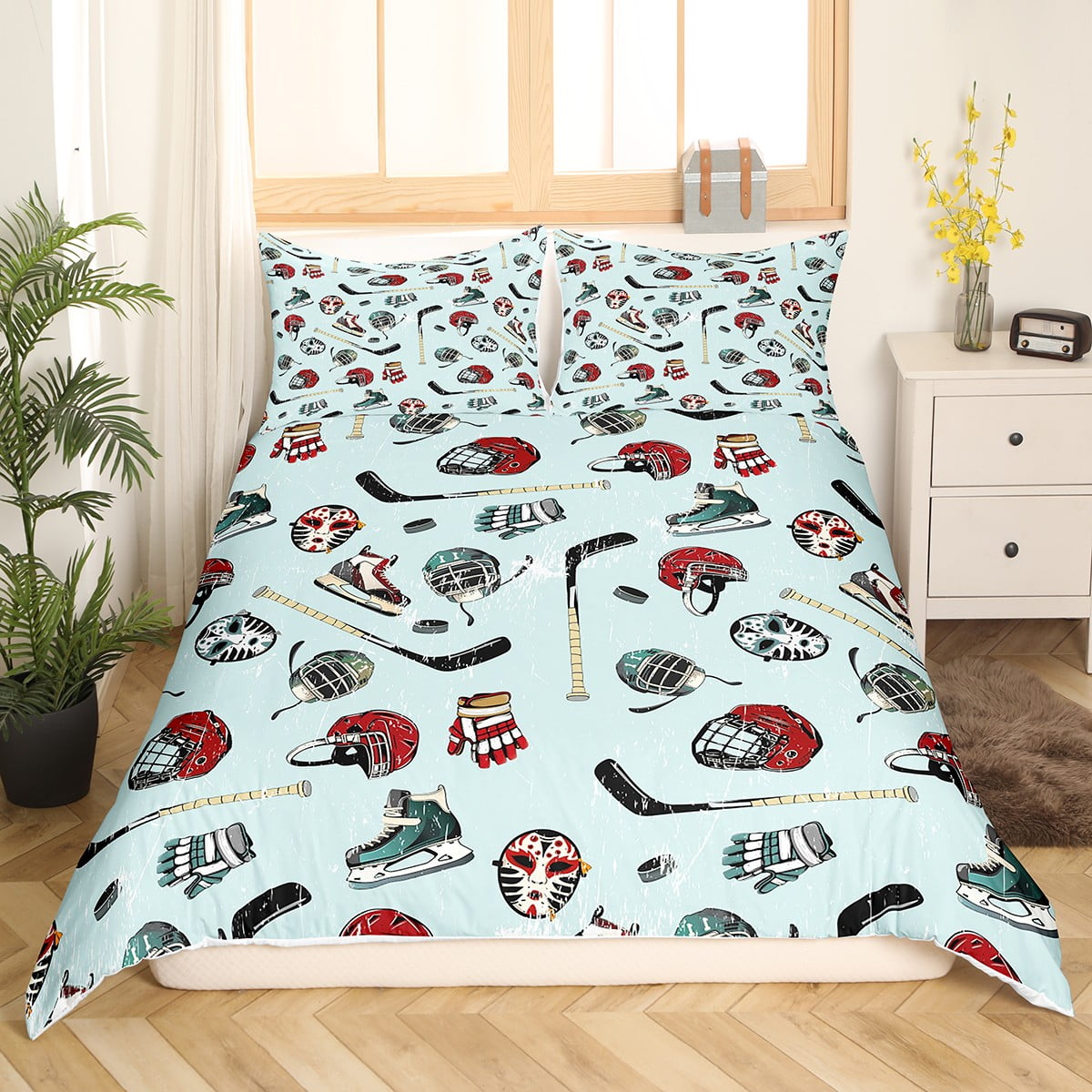 Click here for Yst Ice Hockey Comforter Cover Twin hockey Player... prices