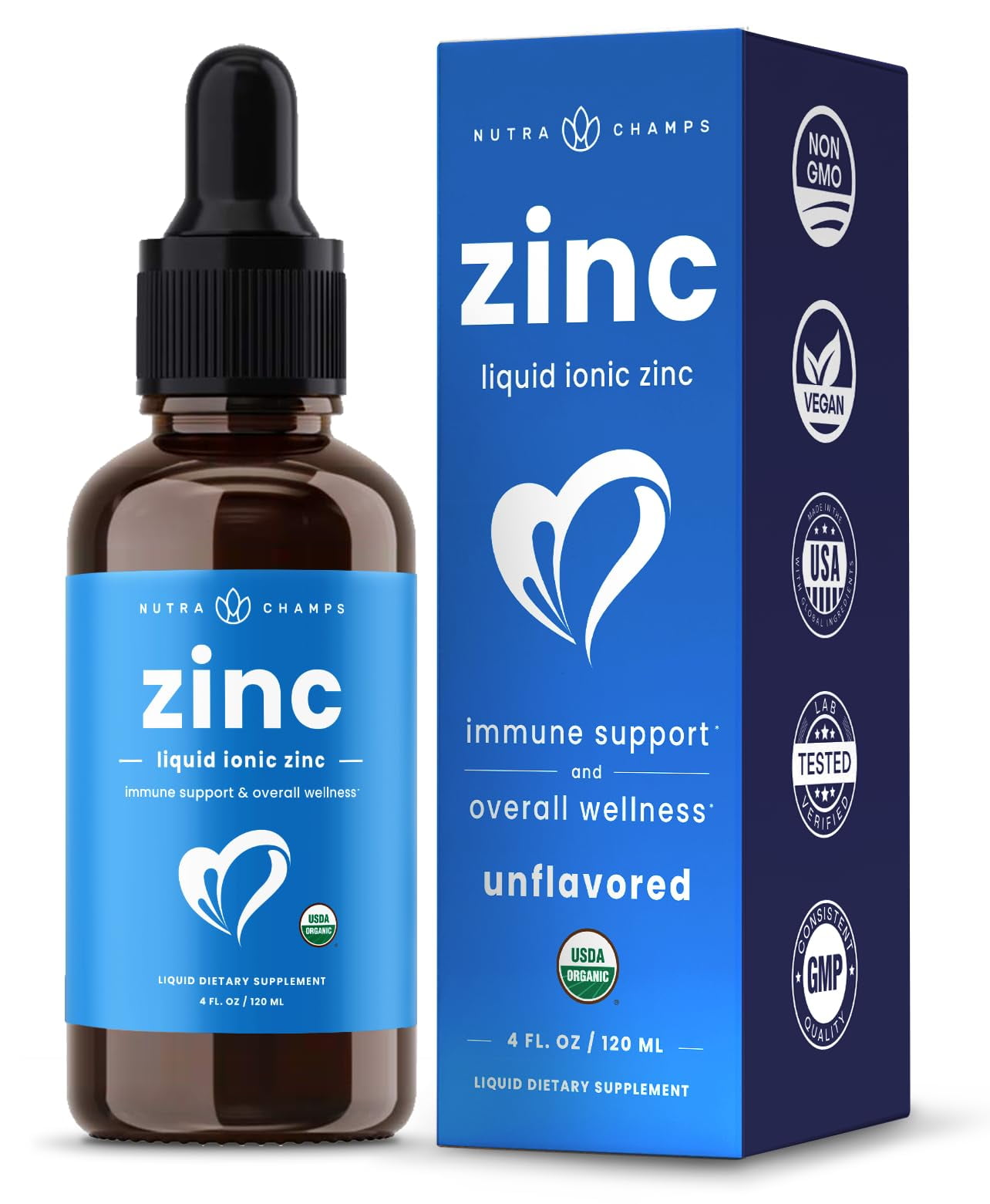 Suplemento NutraChamps Liquid Zinc con vitamina C, 120 ml, vegano ...