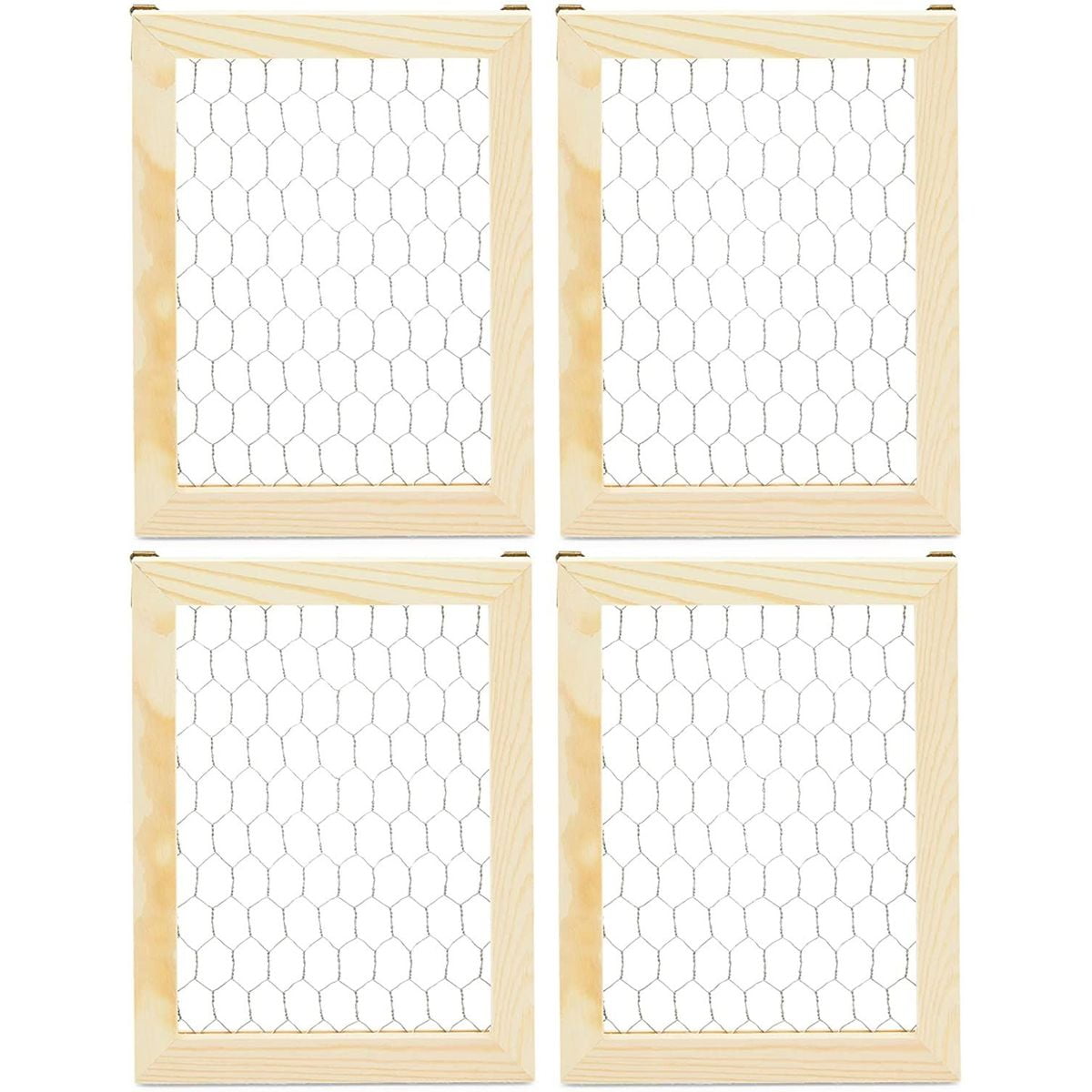 Set of 4 Chicken Wire Wooden Window Pane Frame, Farmhouse Home Wall ...