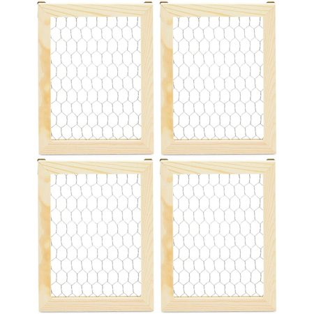 Set of 4 Chicken Wire Wooden Window Pane Frame, Farmhouse Home Wall ...
