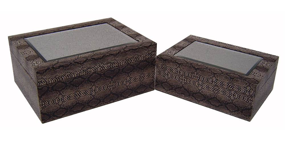 2-Pc Faux Snake Skin Box Set in Brown - Walmart.com