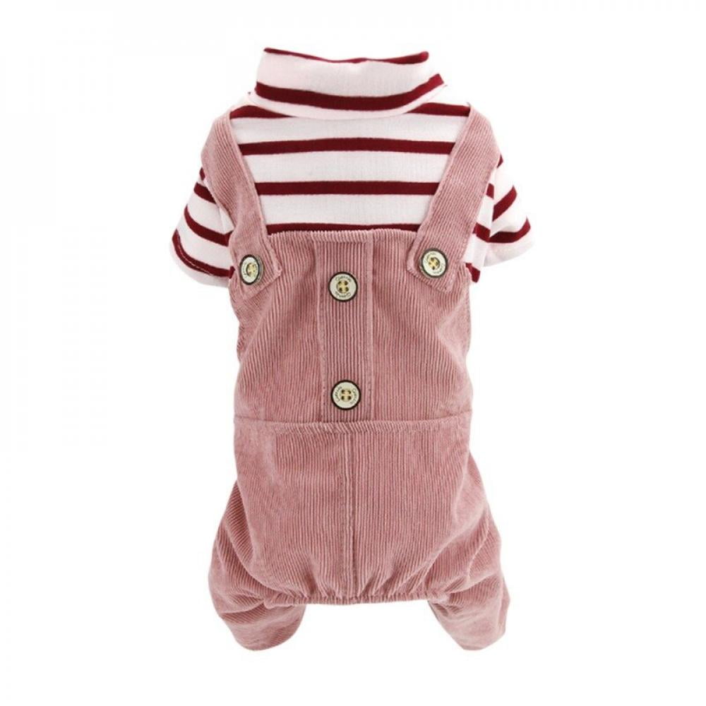 Popvcly Dog Overalls Pet Clothes Dog Outfits Jumpsuit Blue/Red Stripe ...