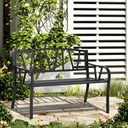 Tree of Life Metal Garden Bench Black - N/A - Walmart.com
