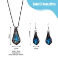 2 Sets 2 Colors Teardrop with Flower Glass Dangle Earrings & Pendant ...