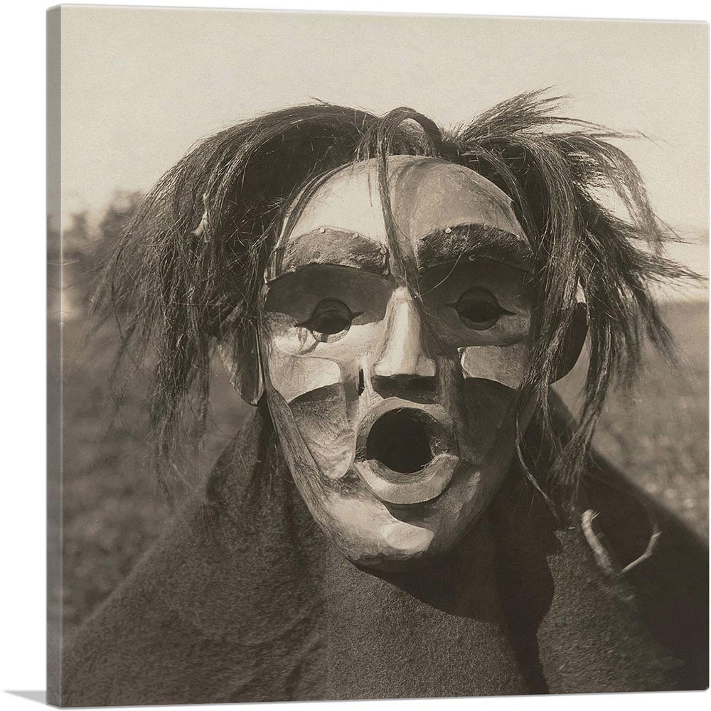 ARTCANVAS Kwakiutl Mask 1914 Canvas Art Print by Edward S. Curtis ...