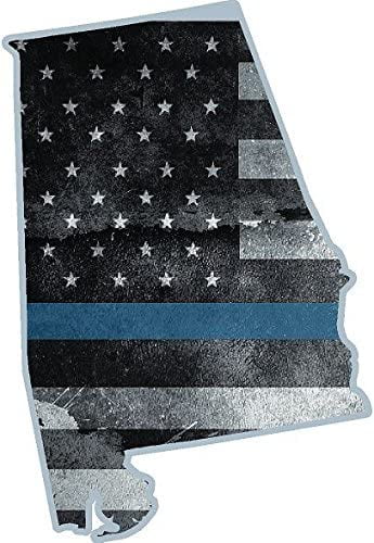 5" Alabama State Thin Blue Line AL Tattered American Flag Police 3M ...
