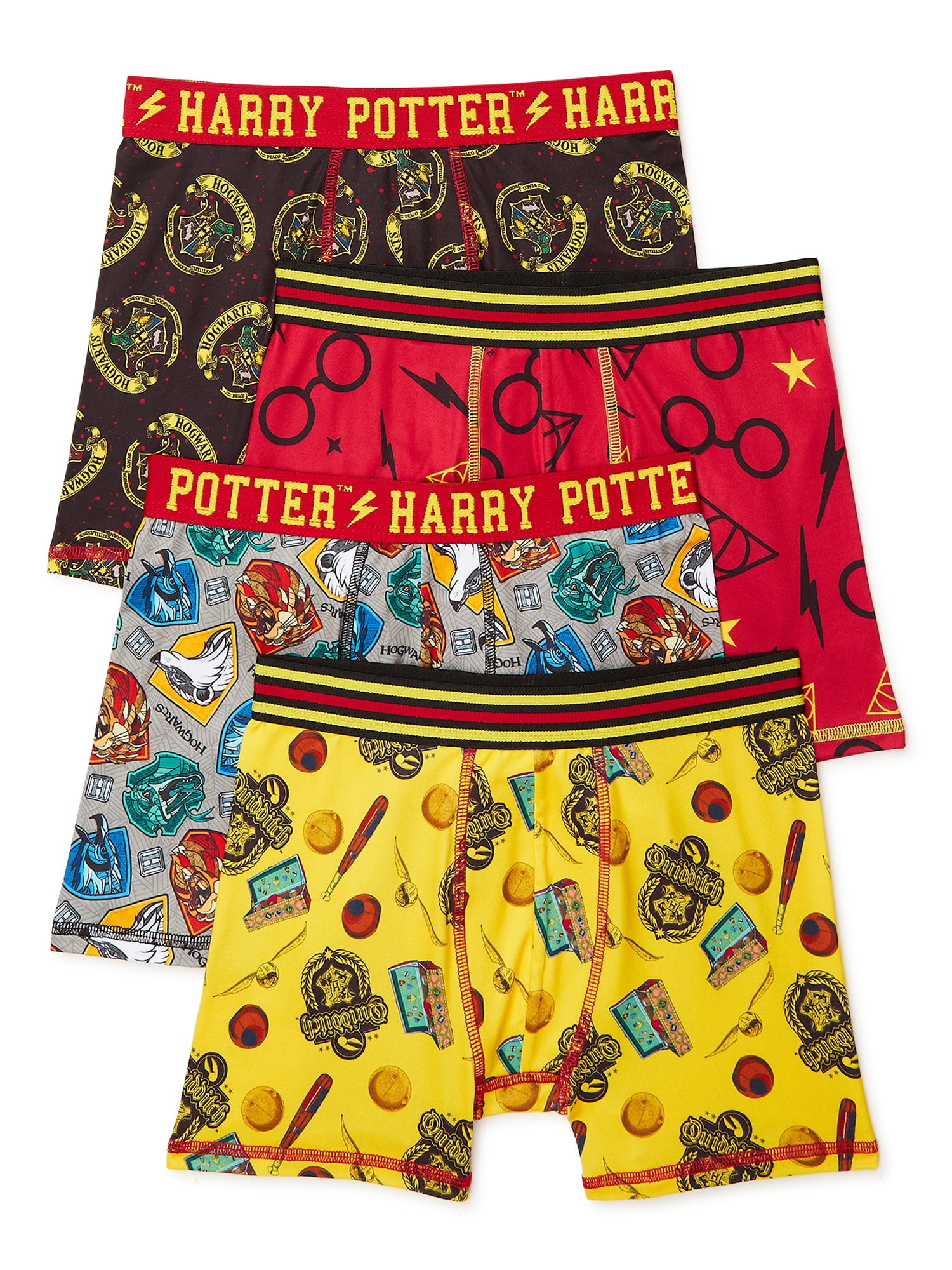 Harry Potter Boys Allover Print Boxer Briefs, 4-Pack, Sizes XS-XL ...