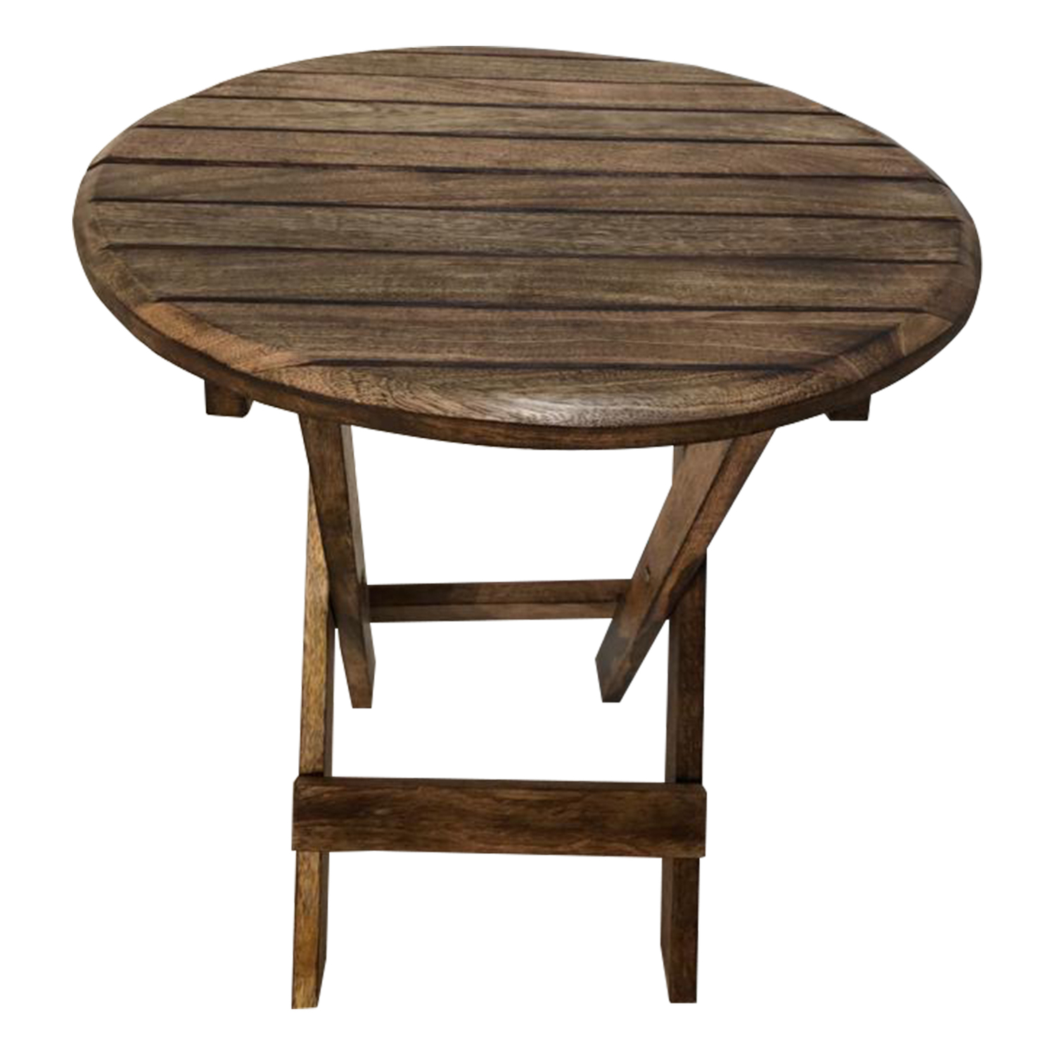 The Urban Port Farmhouse Wooden Round Folding Chair Side End Table with ...