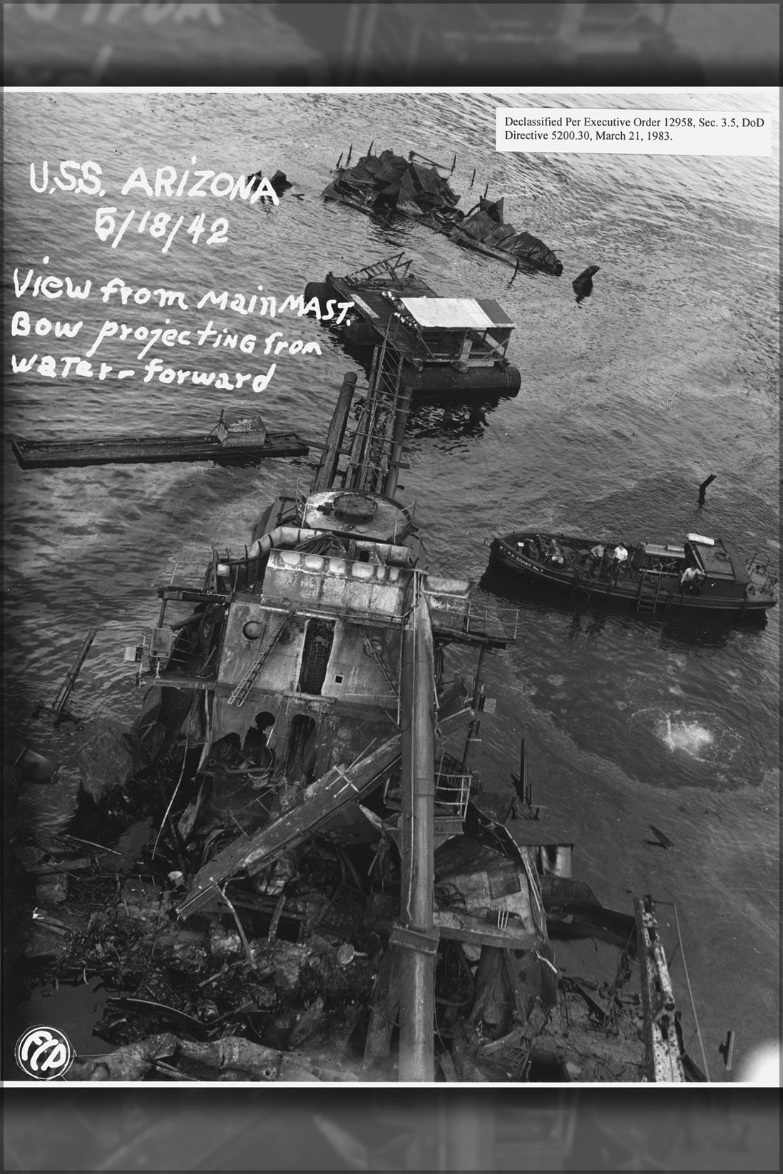24"x36" Gallery Poster, USS Arizona, View from main mast - Walmart.com