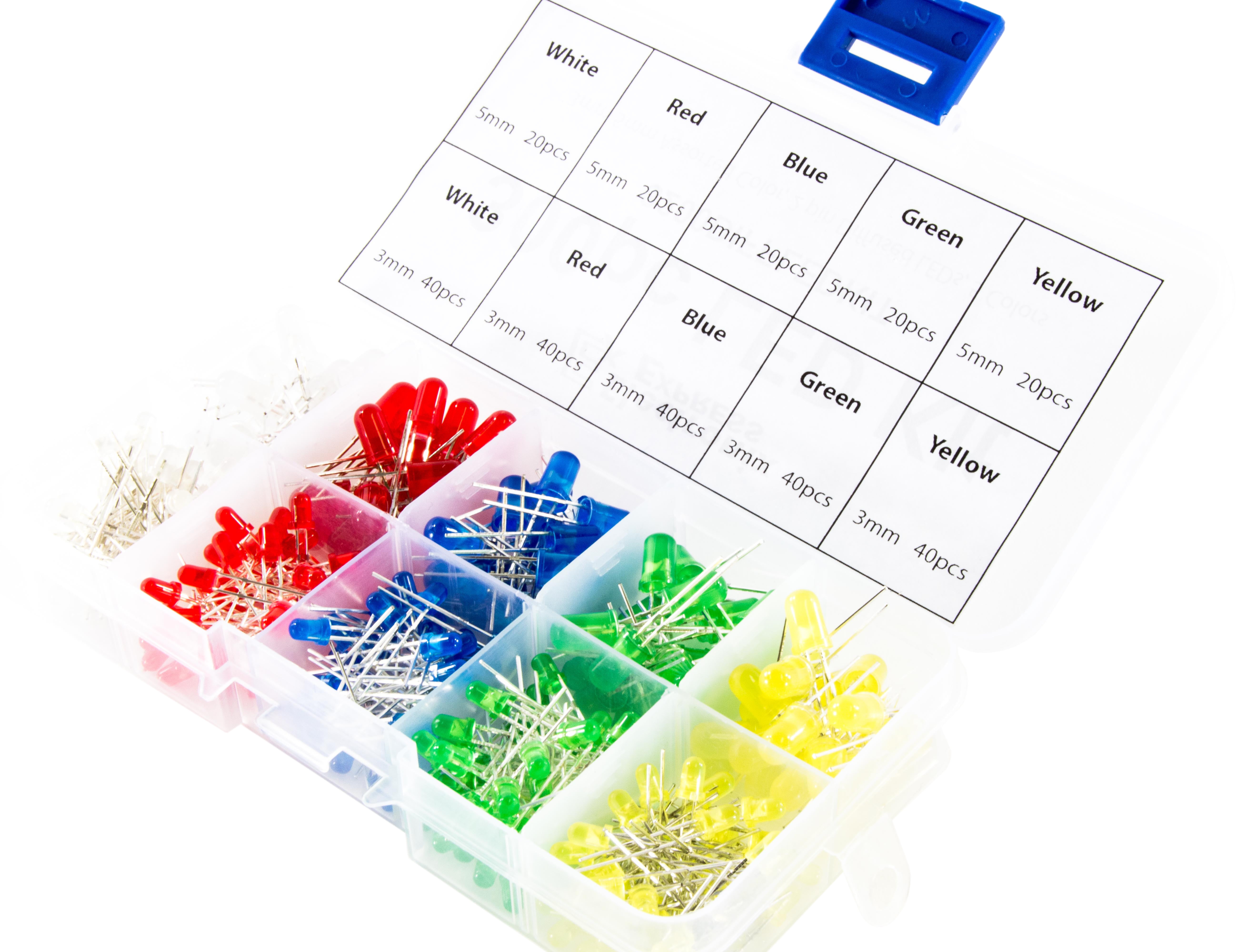 Buy 300 Piece LEDs 3mm & 5mm in 5 Assorted Colors, 2-Pin Diffused LED ...