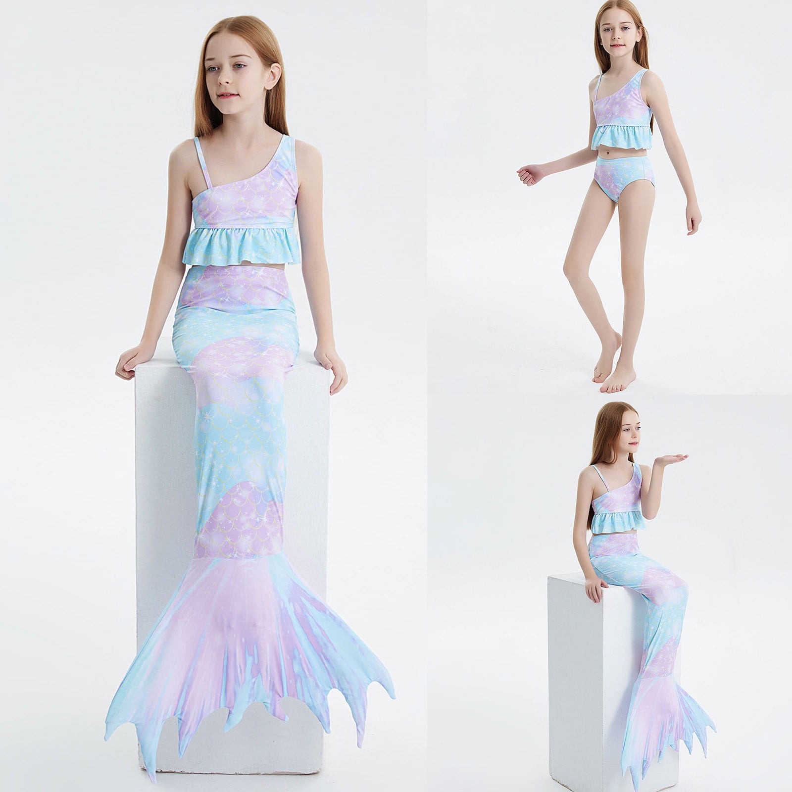 Liangyeye Child 3 Piece Bathing Suits Fish Tail Set Tween Girls ...