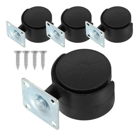 FUEENIRVA Furniture Casters, Black, Hard Plastic and Metal, 360-Degree ...