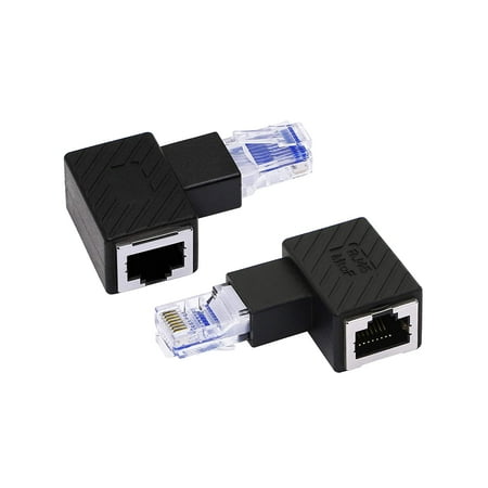 RIIEYOCA Left Angle Ethernet Adapter, 90 Degree RJ45 Male to Female ...