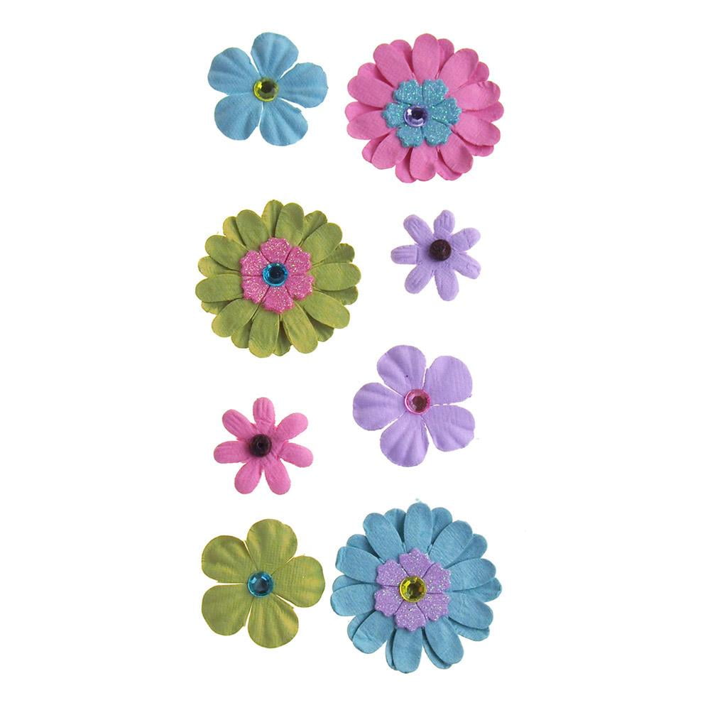Self Adhesive Assorted Paper Flowers 3D, 8-Count, 6-Count, Luau ...