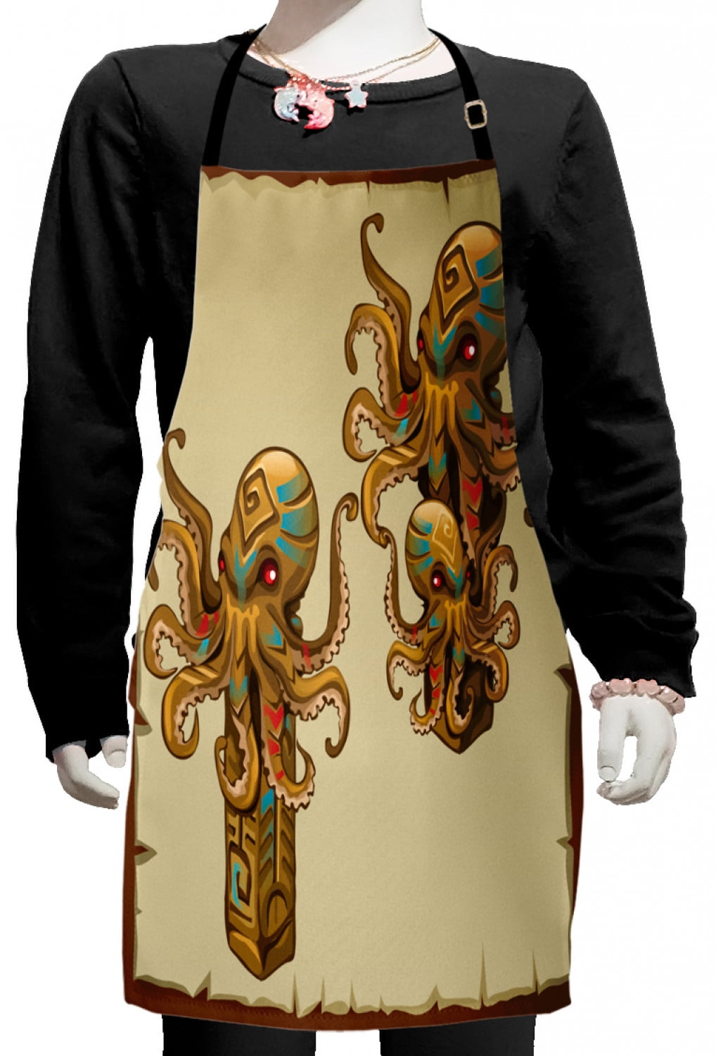 Octopus Kids Apron, Cartoon Art Tribal Monster Kraken Ornament ...