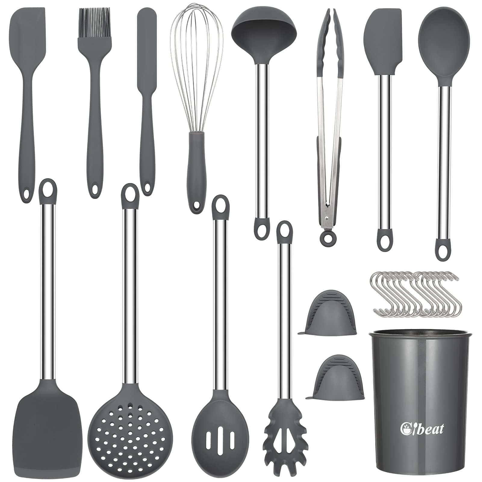 Leeten Kitchen Cooking Utensils Set, 27 pcs Non-Stick Silicone Utensils ...