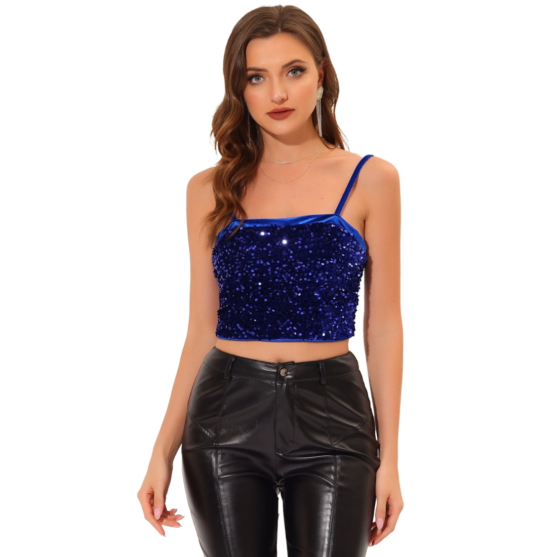 Click here for Inspire Chic Womens Velvet Spaghetti Strap Glitter... prices