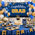 Graduation Decoration Class of 2025 Party Supplies: Gold Blue and White ...