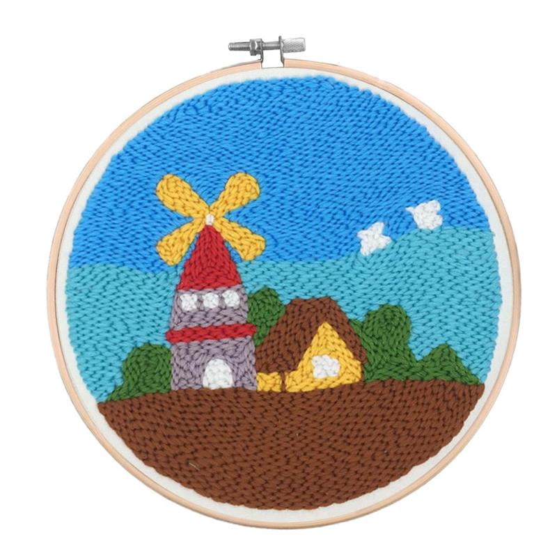 Windmill Pattern Punch Needle Kit with Punch Embroidery Pen for ...