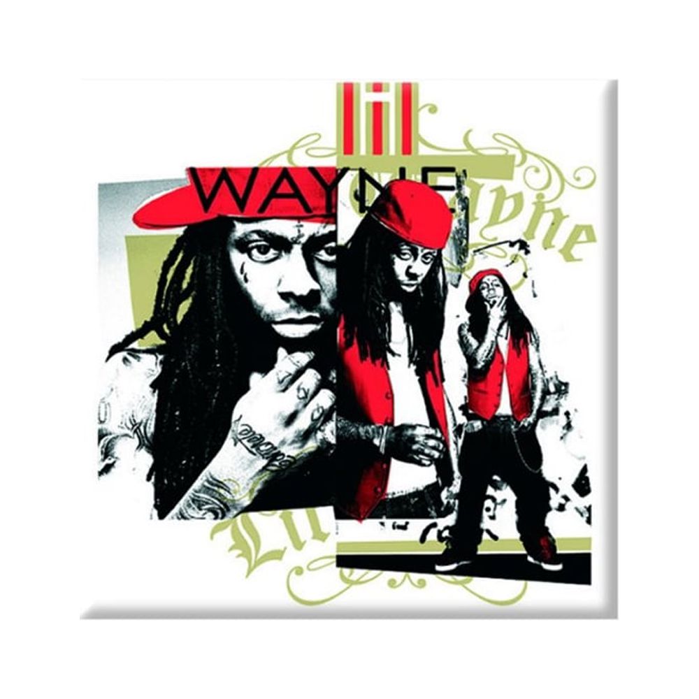 Lil Wayne - Imán de Nevera Red Cap Diseño Montaje (Negro, Blanco, Rojo ...